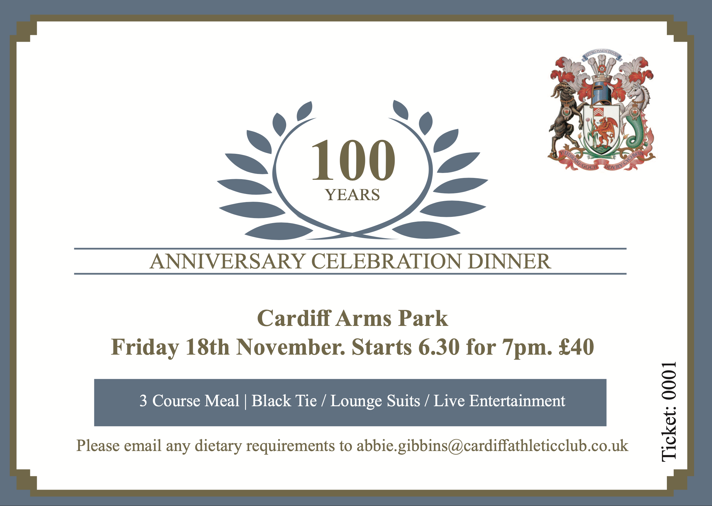 Cardiff Athletic Club Centenary Dinner – CARDIFF RFC
